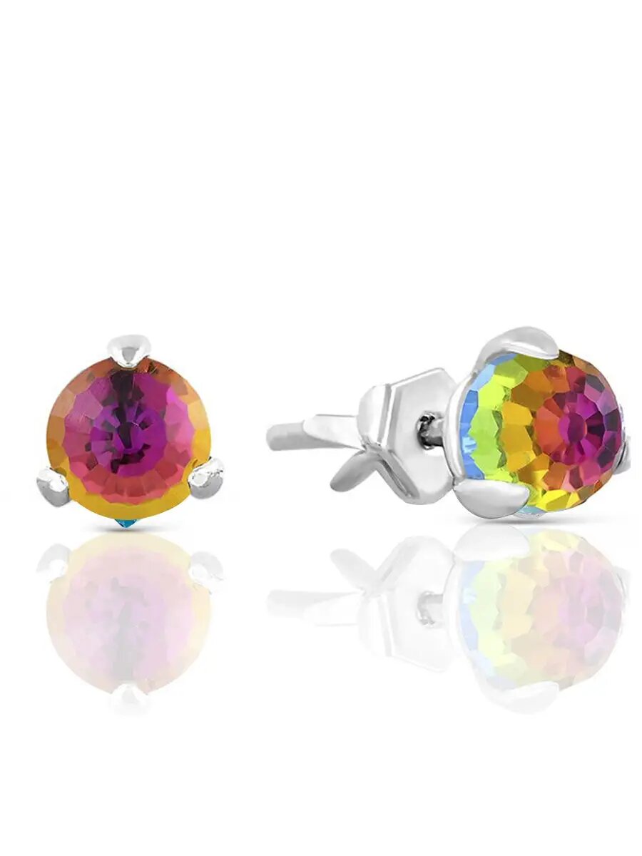 Серьги пусеты, серебро, 925 проба, кристаллы Swarovski