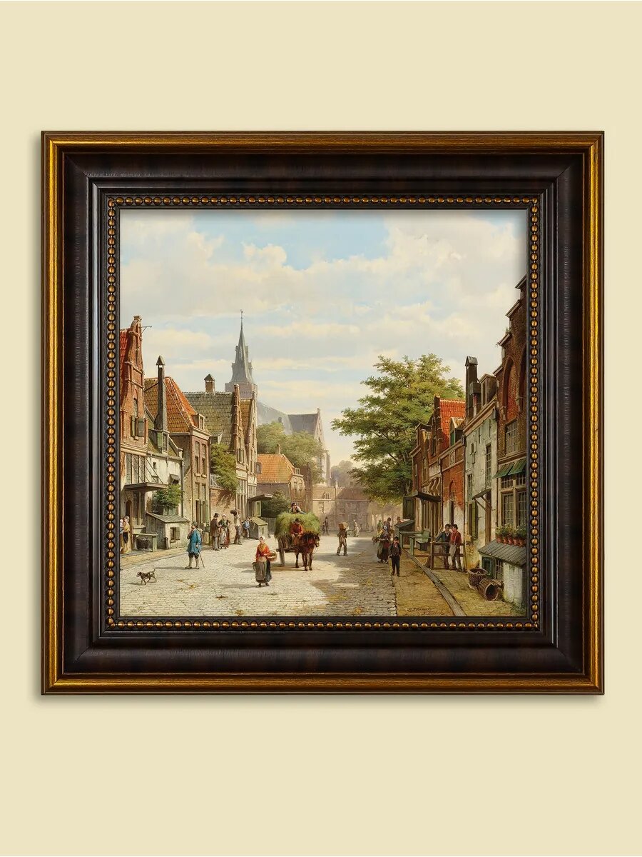 Картина серии "Голландия" в багетной раме настенная для интерьера 26*26 см