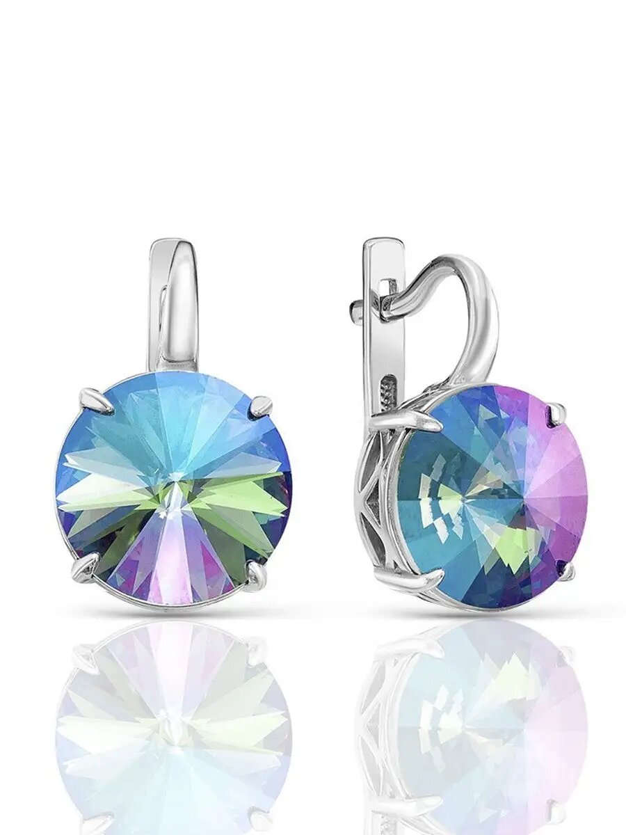 Серьги, серебро, 925 проба, кристаллы Swarovski