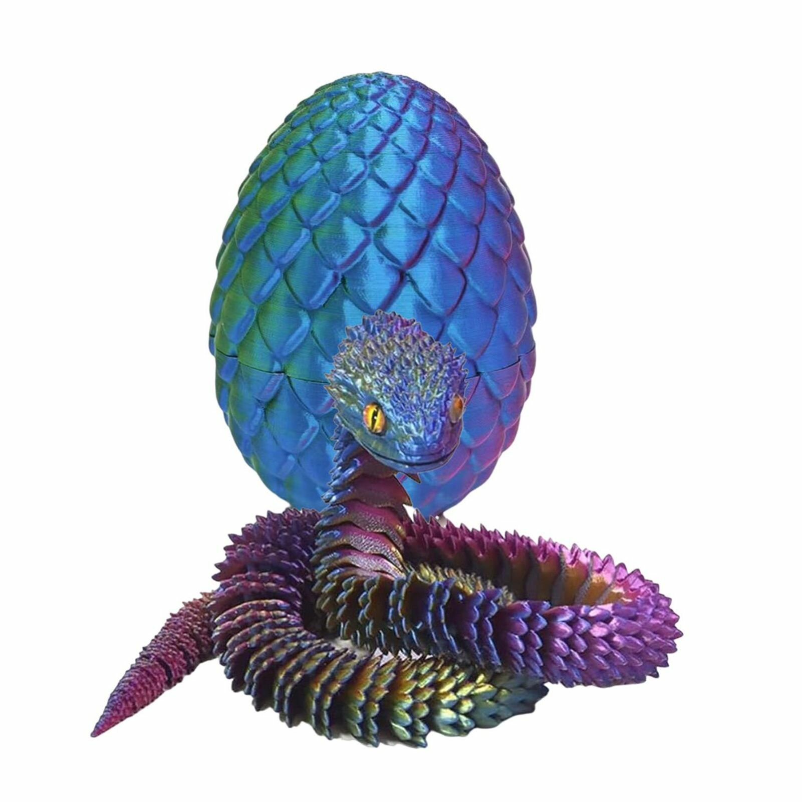 Змеиное яйцо с шарнирной змеей, напечатанное на 3D-принтере