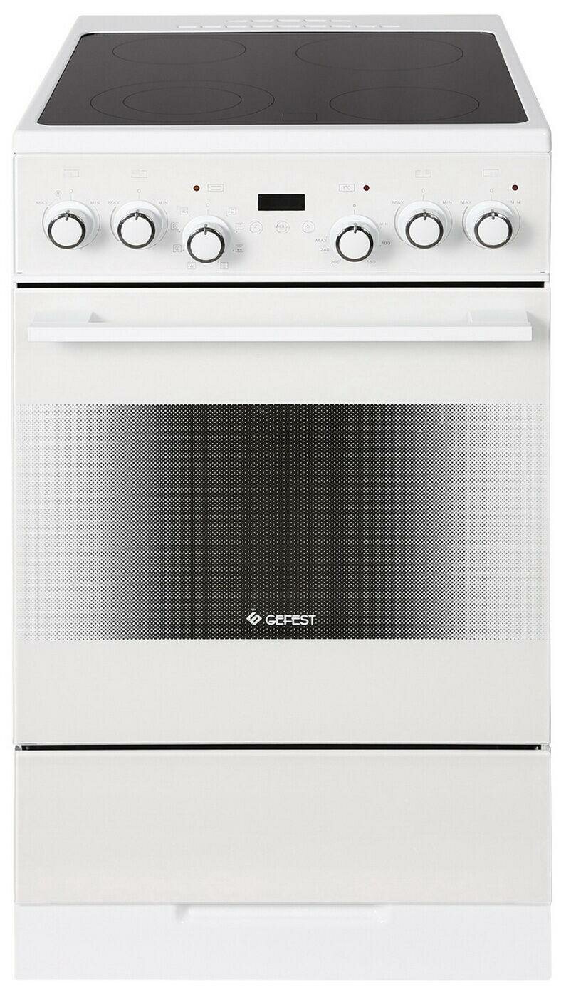Электрическая плита GEFEST 5560-03 0040 белый, 50см, стеклокерамика, таймер, конвекция, вертел