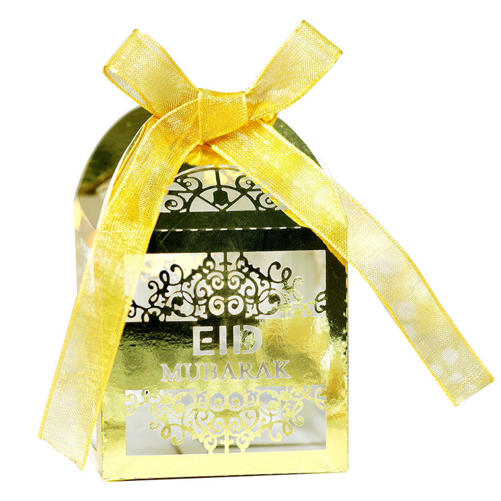 100шт Ид Мубарак Коробка конфет Рамадан Украшения Полые подарочные коробки Исламские мусульманские