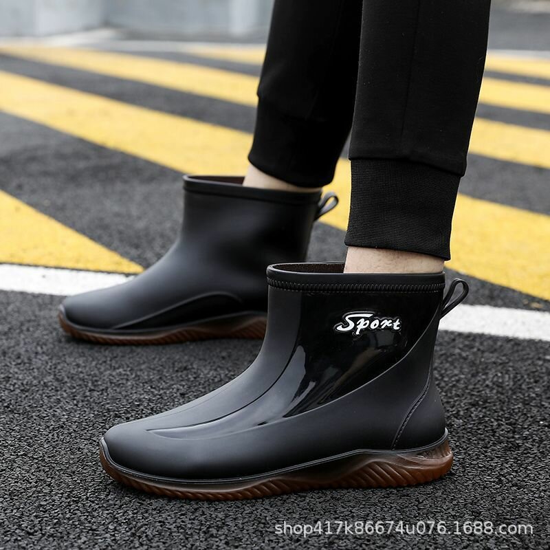 Мужские низкие нескользящие резиновые сапоги, рабочие резиновые сапоги, обувь для работы на кухне, водонепроницаемая обувь, износостойкие мужские резиновые туфли.