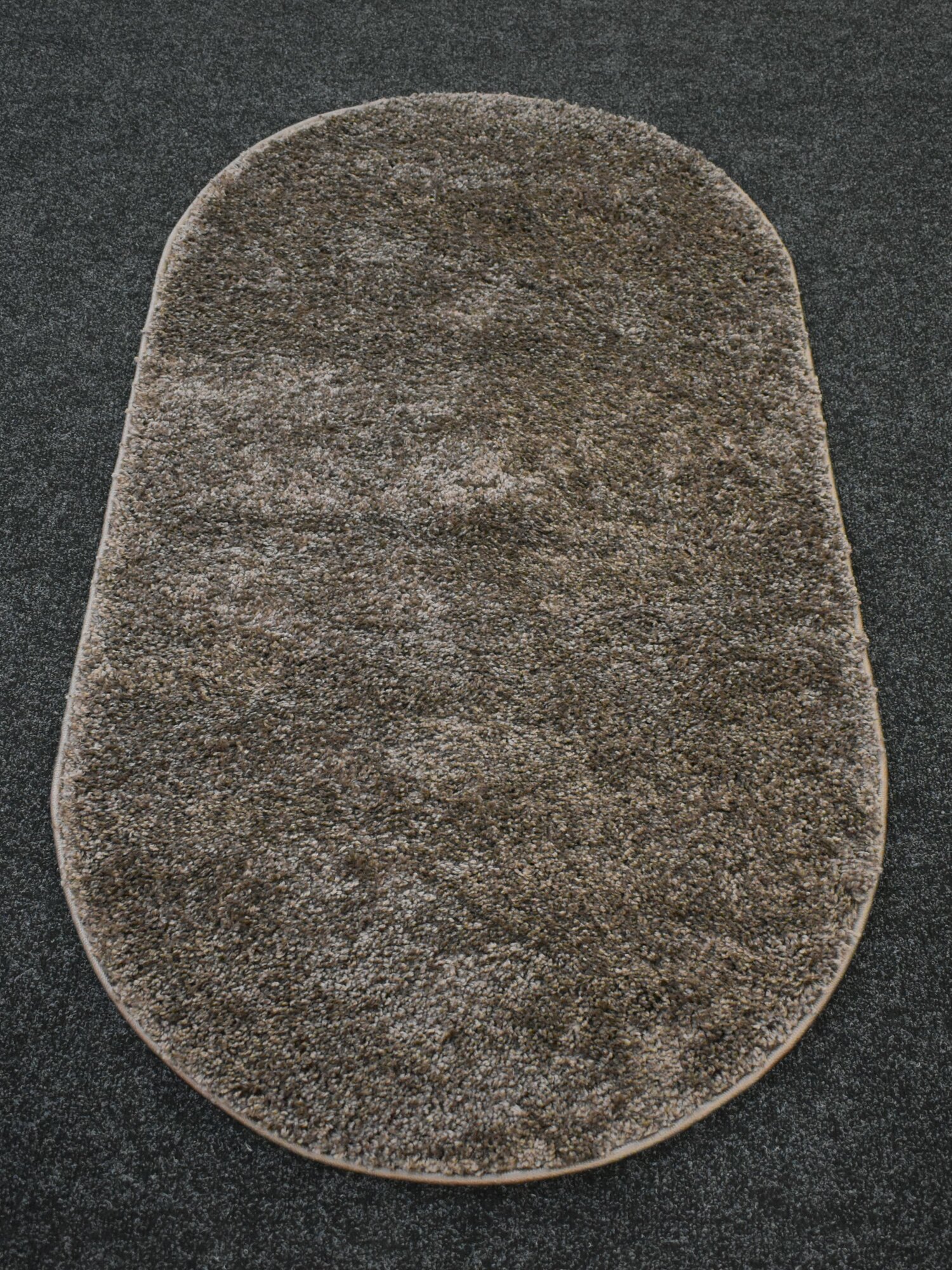 Ковер на пол овальный пушистый, прикроватный, в спальню, гостиную, детскую, на кухню, коричневый, 1.5*3 м