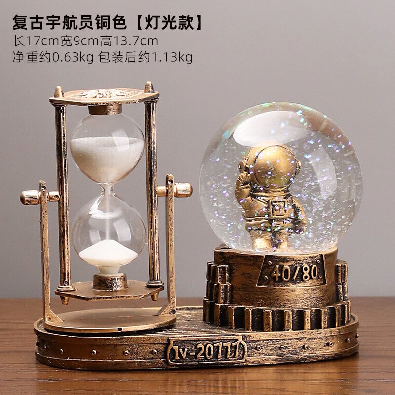 Песочные часы "Эйфелева башня", с хрустальным шаром, смоляные, ретро-серия "Астронавт"