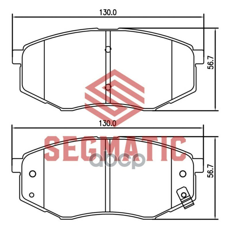 Колодка торм. диск. пер. HYUNDAI i20 1.4-1.6L 10-, ix35 2.0L 10-, KIA Sportage 2.0L 10- [130*56.7*17] SEGMATIC арт. SGBP2624