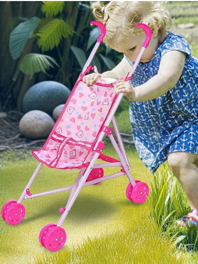 Коляска трость для кукол "Сердца" / Детский транспорт для кукол