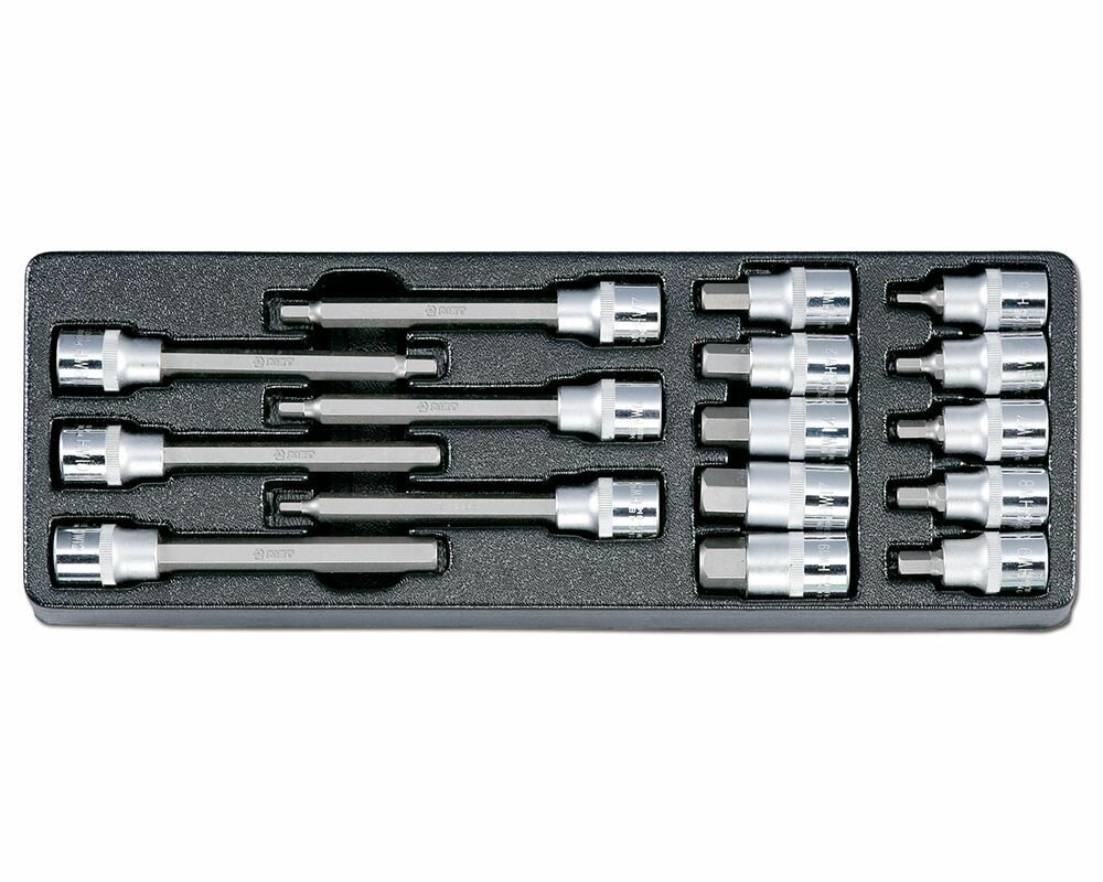 Набор головок-битов HEX (шестигранных) H5-H19 1/2" 16 предметов в ложементе для тележки AIST 0-406816H набор бит шестигранников