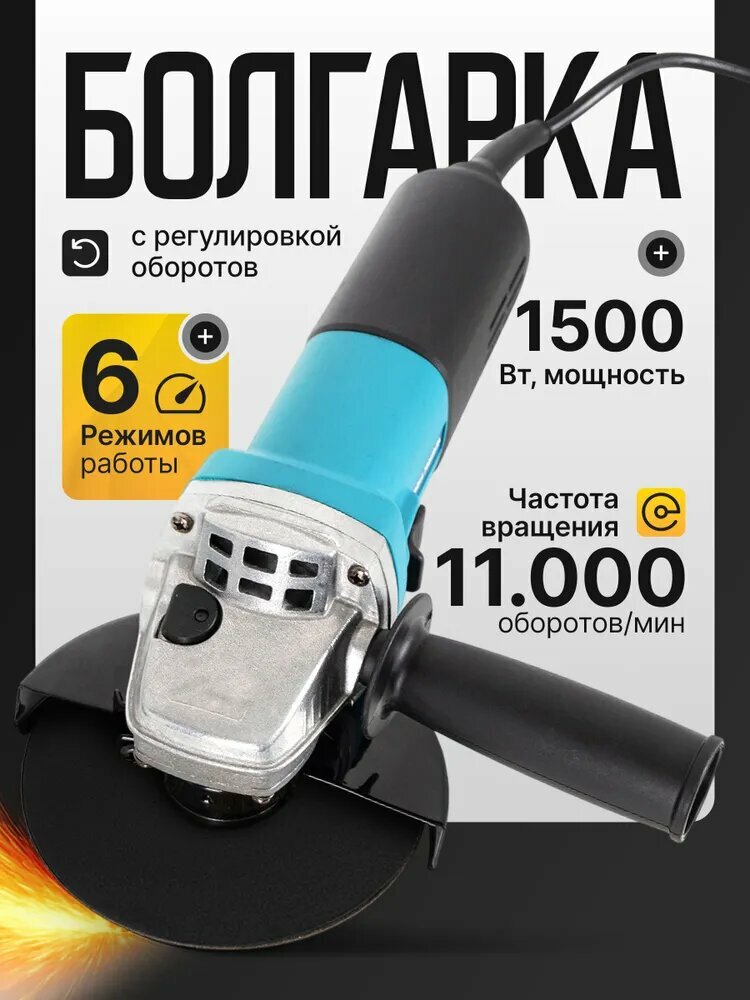 Болгарка 125 мм с регулировкой оборотов, УШМ болгарка WerkTron