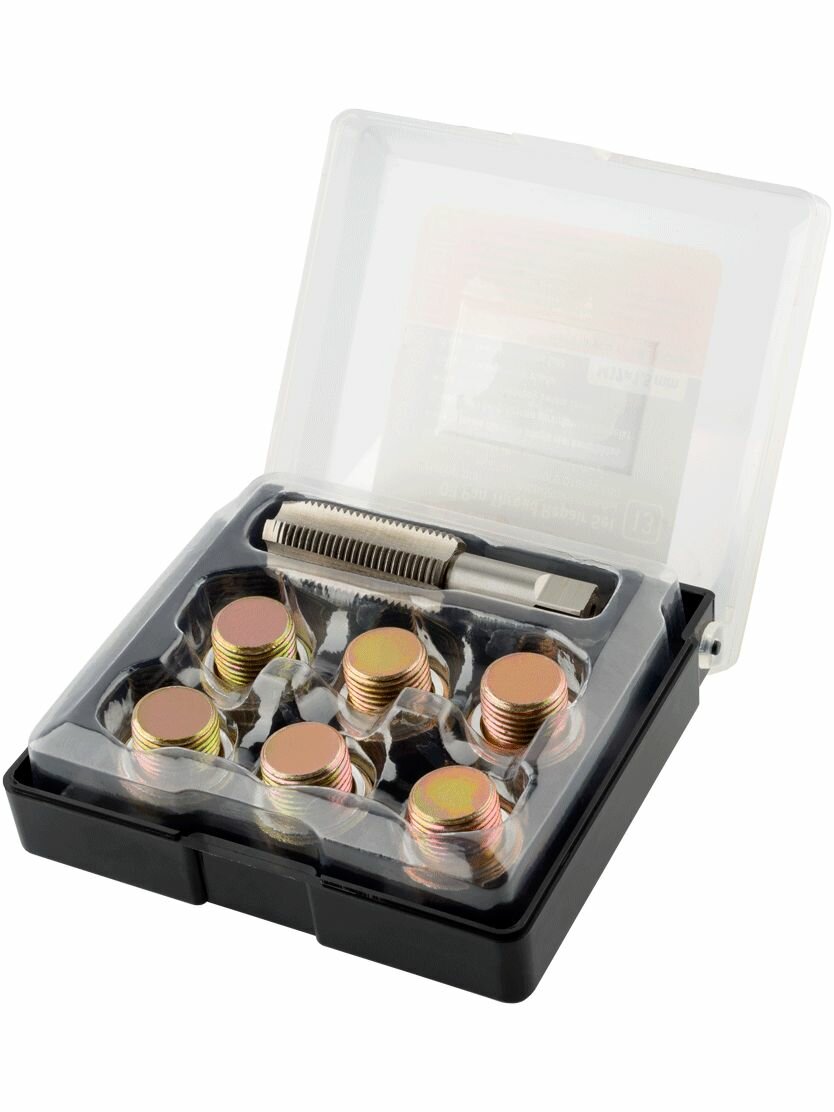 Набор для восстановления резьбы маслосливных отверстий М17х1.5, 8 предметов, АвтоDело (40577)