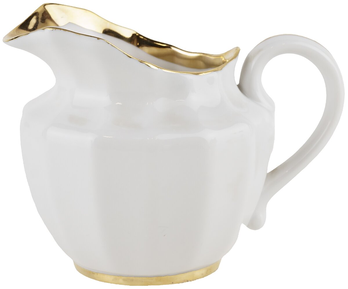 Молочник "Золотая лента", фарфор, винтаж, Вербилки, СССР, 1954-1965 гг.