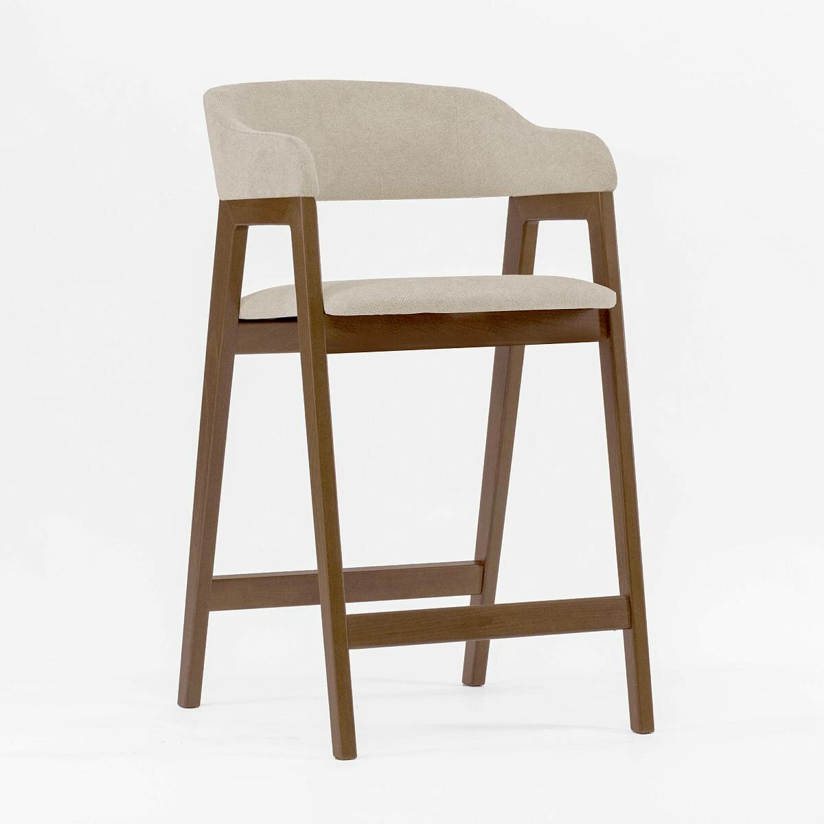 Стул полубарный Челси кремовая ткань массив бука (терра) высота подлокотников 83,5 см для дома/для гостиной/для столовой/для кафе/кухонный стул/стул кухонный