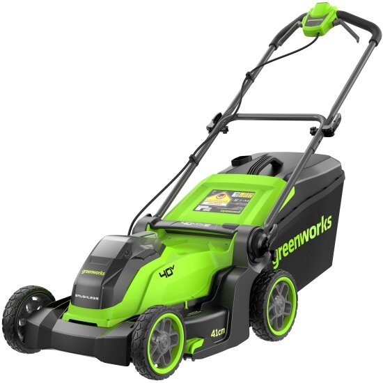 Greenworks Газонокосилка аккумуляторная GD40LM411 без АКБ и ЗУ 40В 2521007