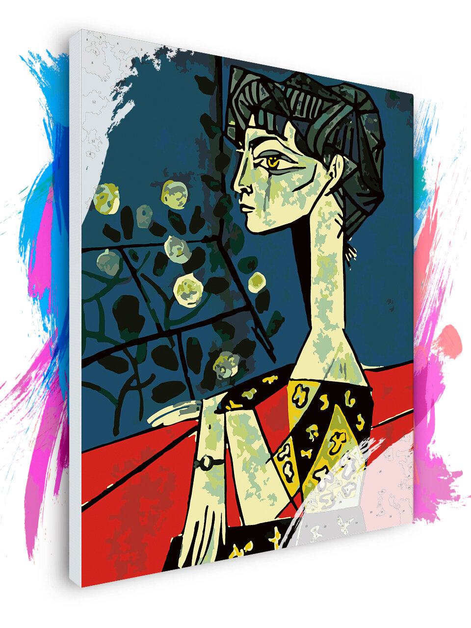 Картина по номерам на холсте Пабло Пикассо - Жаклин с цветами, 40 х 50 см