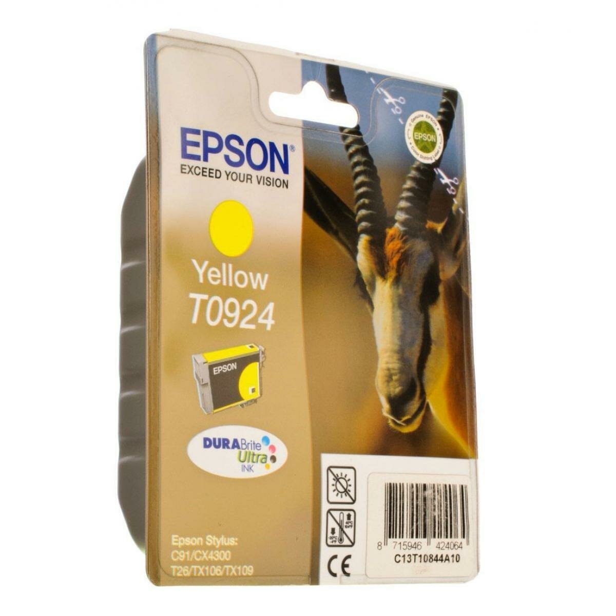 Картридж струйный оригинальный Epson T0924 / T09244A10 / C13Т09244А10 / C13T10844A10 желтый 475 стр. для Epson (9963519)