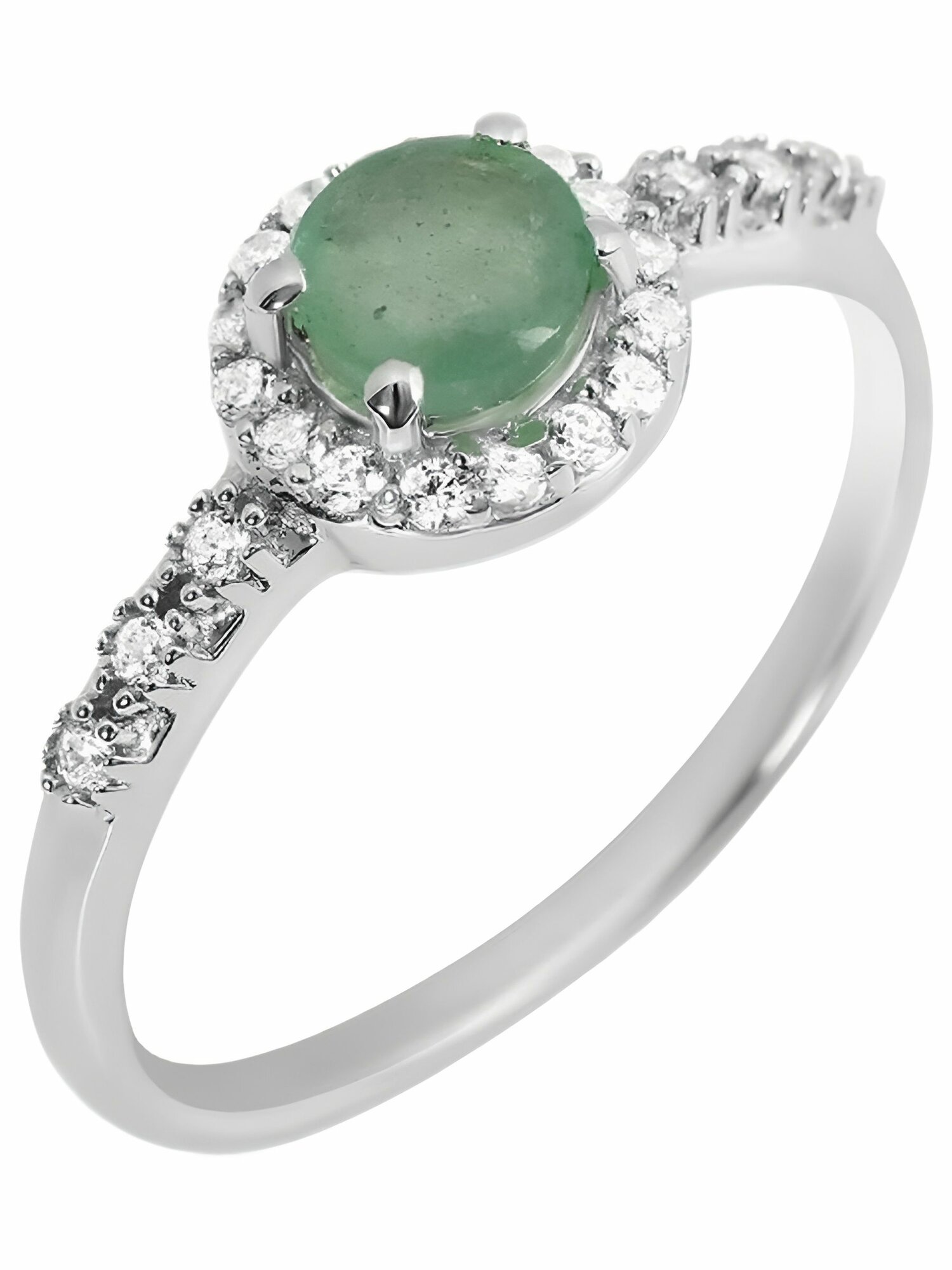 Кольцо тонкое, серебро, 925 проба, родирование, изумруд