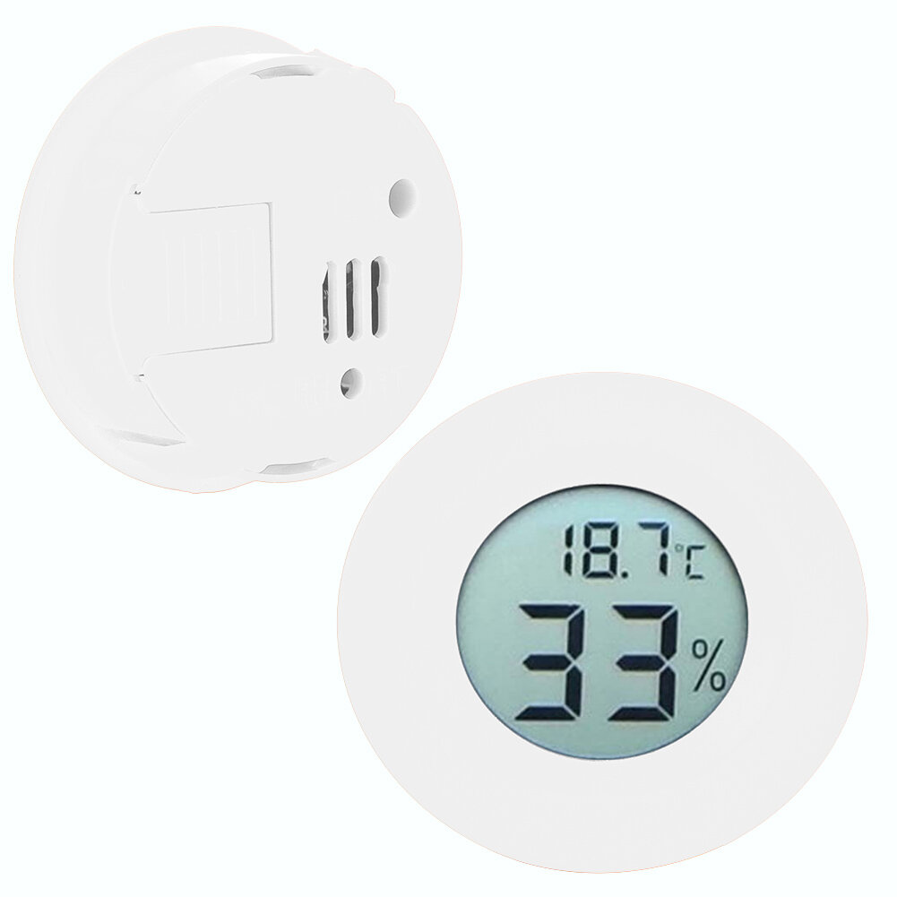 Mini Circular Embedded Digital LCD Thermometer Hygrometer Humidity Temperature Meter IndoorWhite — фото 1