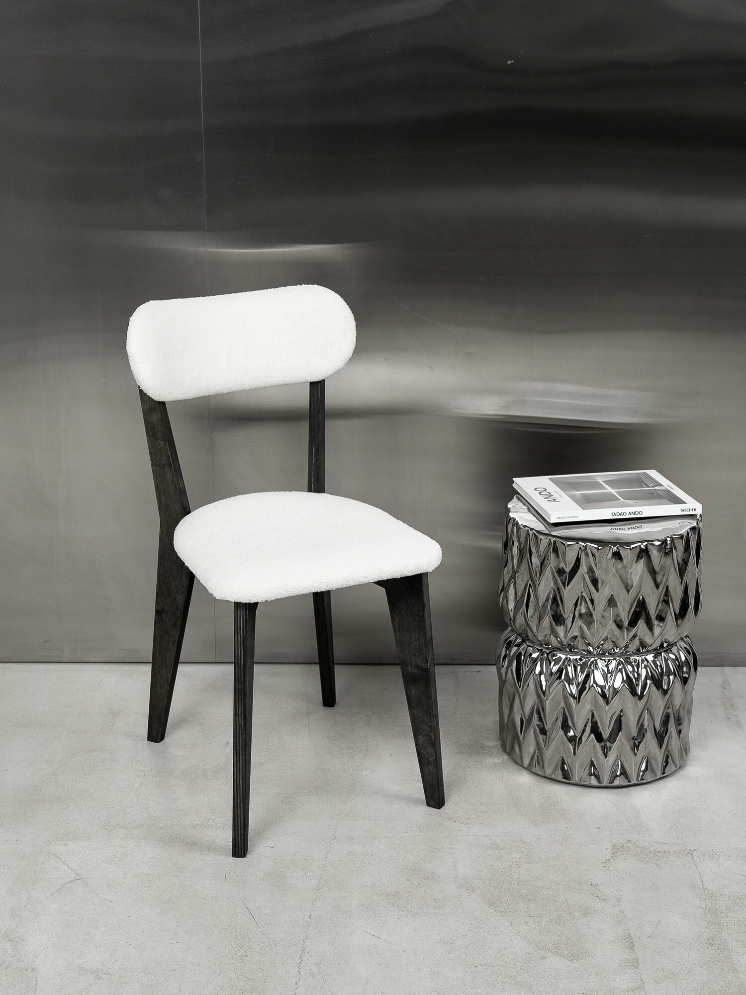 Стул кухонный, мягкий со спинкой для туалетного столика, деревянный для школьника на ножках, Букле, 1 шт, Белый