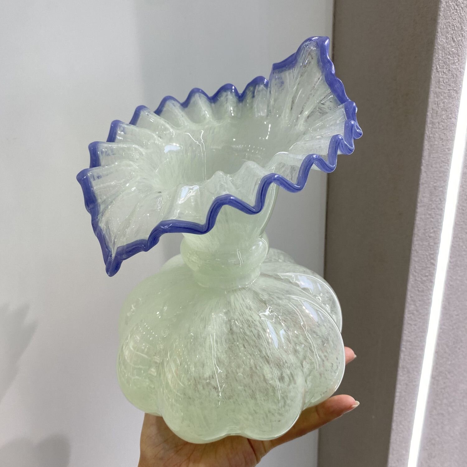 Ваза Китайская традиция "Блеск", стеклянная, настольная, для цветов，синий