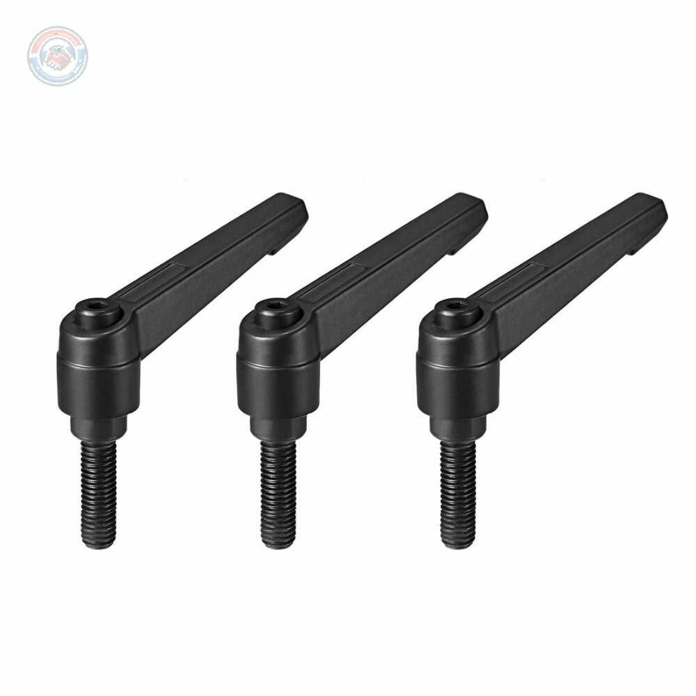 Болт регулируемый зажимной рычаг M8x25 мм, набор из 3 штук, легированная сталь, черный, универсальный крепеж для мебели и техники