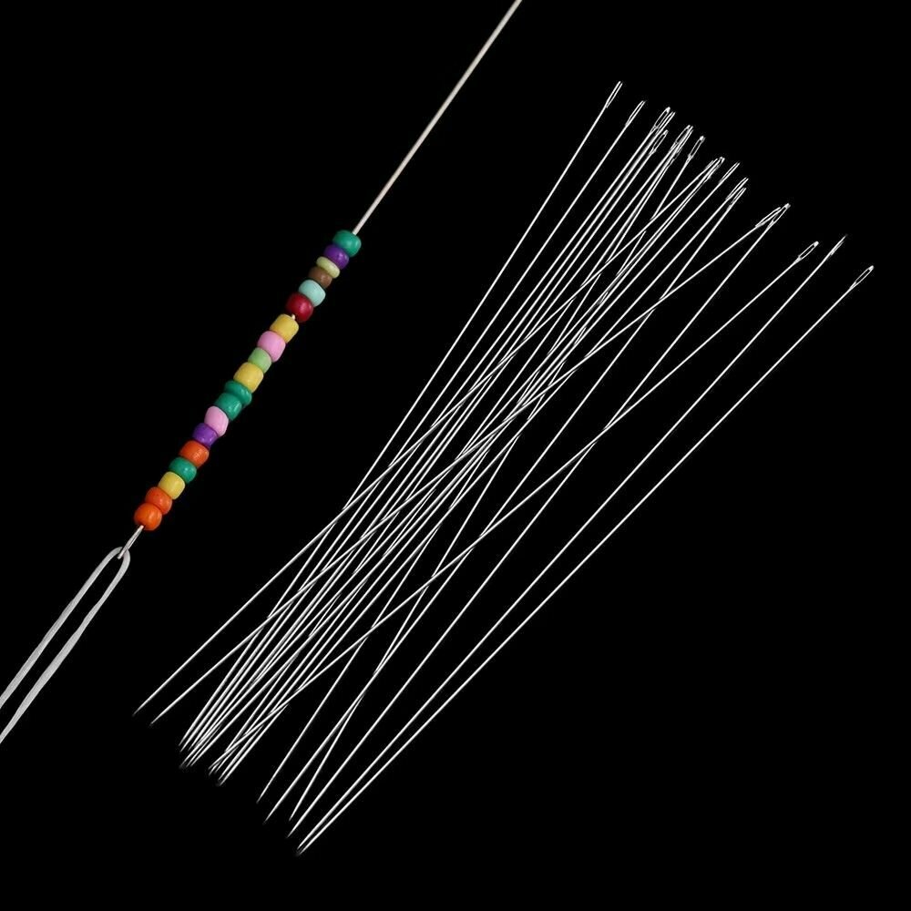 Набор швейных игл с большим ушком 30 шт, иголки для вышивания и ручного шитья, длинные 120 мм, толщина 0,7 мм, нержавеющая сталь, подарок нитевдеватель