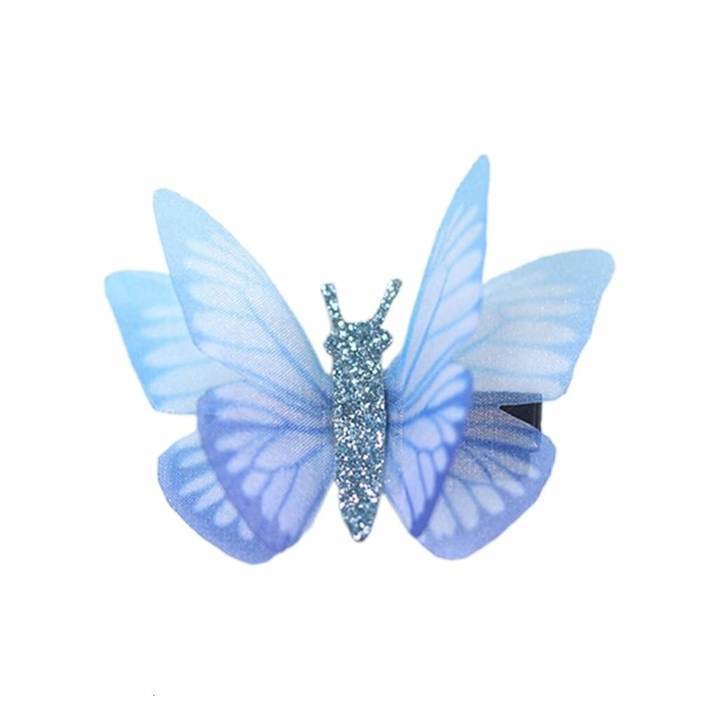 Заколка-бабочка из двухслойного фатина с фантазийной имитацией-Z3