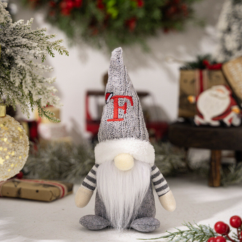 Вязаная шапка colorful lettered gnome figurines, идеально для рождественского декора, вязаная шапка с буквой f