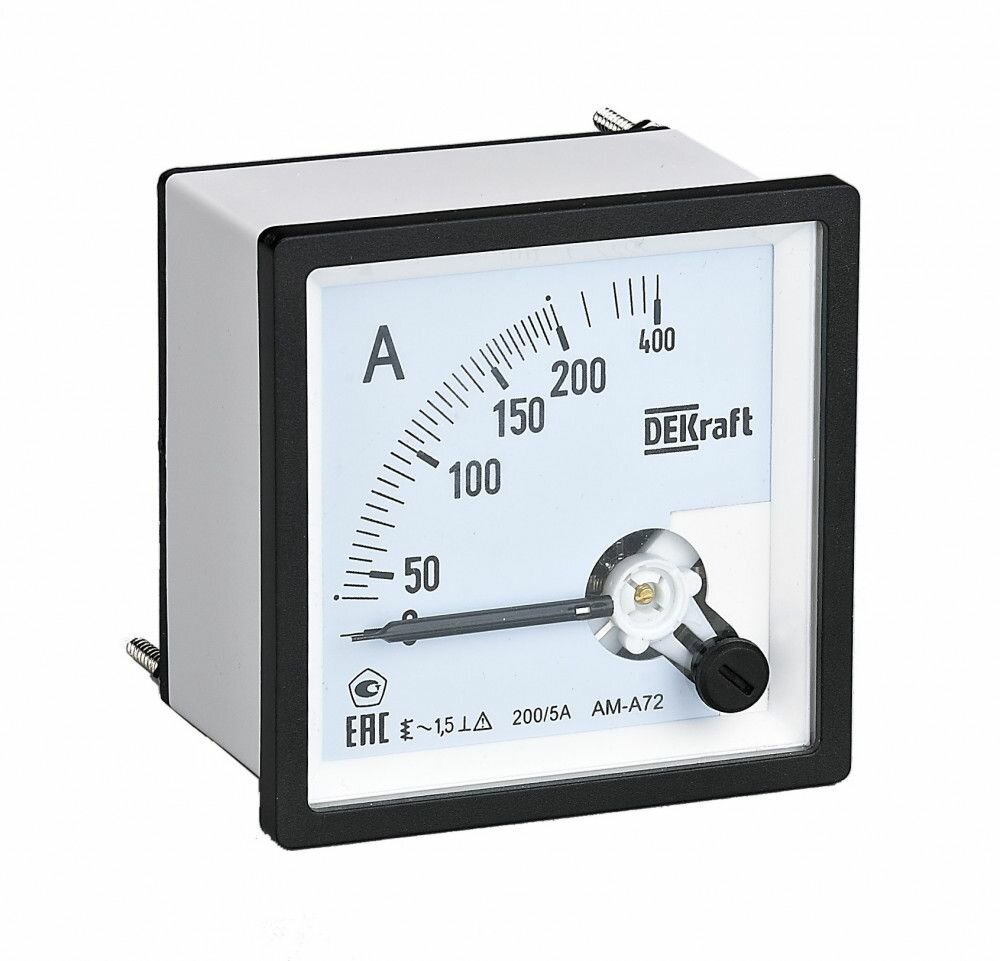 Амперметр DEKraft аналоговый, 100/5А, AC 96х96 мм, КТ 1,5 трансформаторное подключение