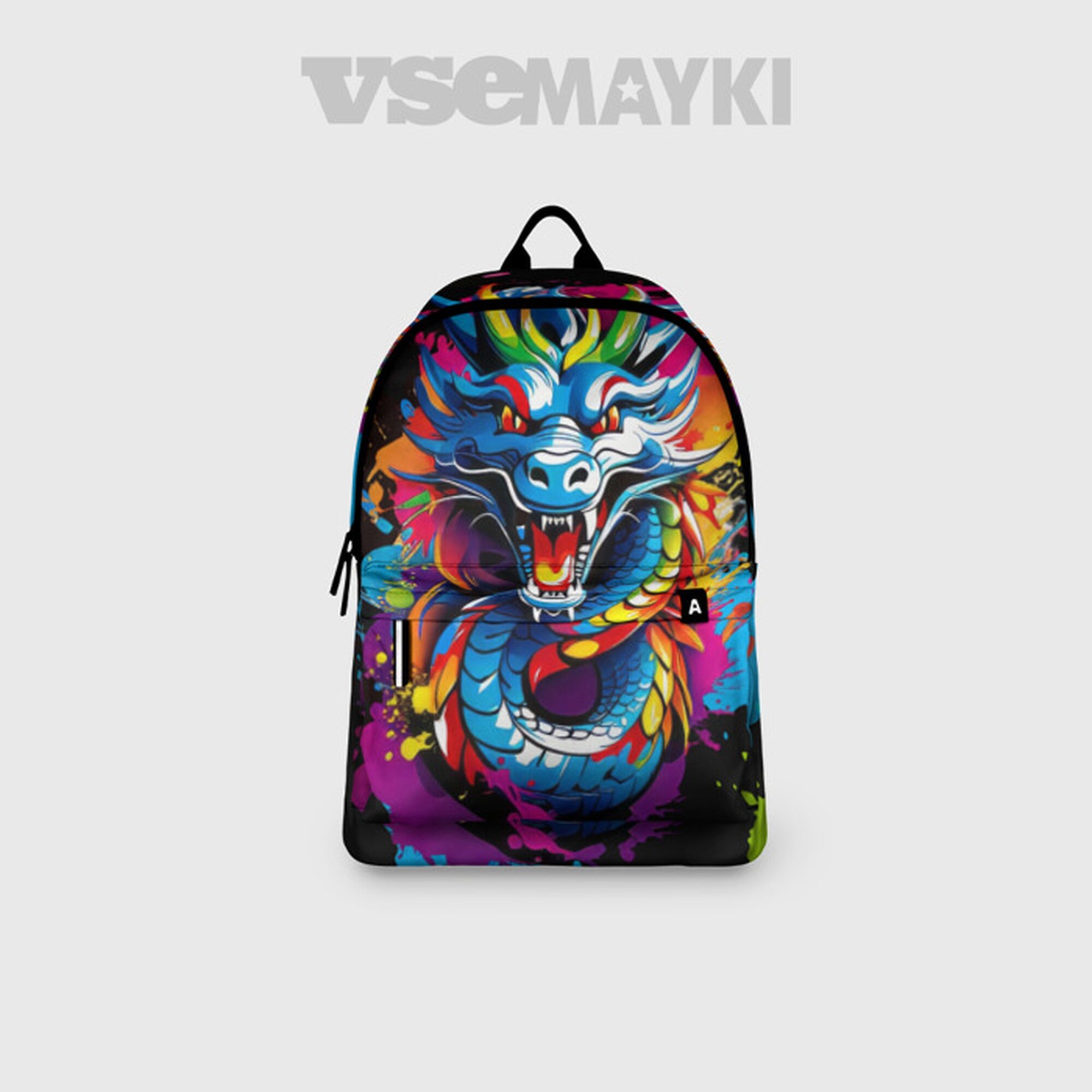 Рюкзак VseMayki с принтом Дракон в стиле холи, One size, белый