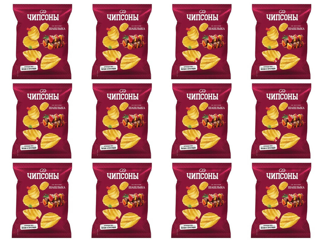 Чипсоны Чипсы со вкусом Шашлык, 40 г, 12 шт