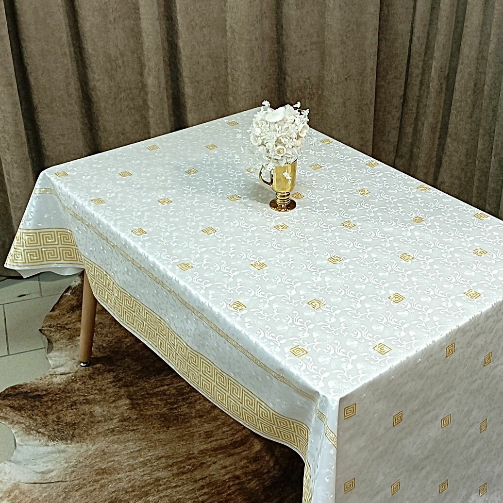 Клеенка ПензХозМаг "ARIZONA", ПВХ, термостойкая, белая с перламутром, 140 см x 300 см