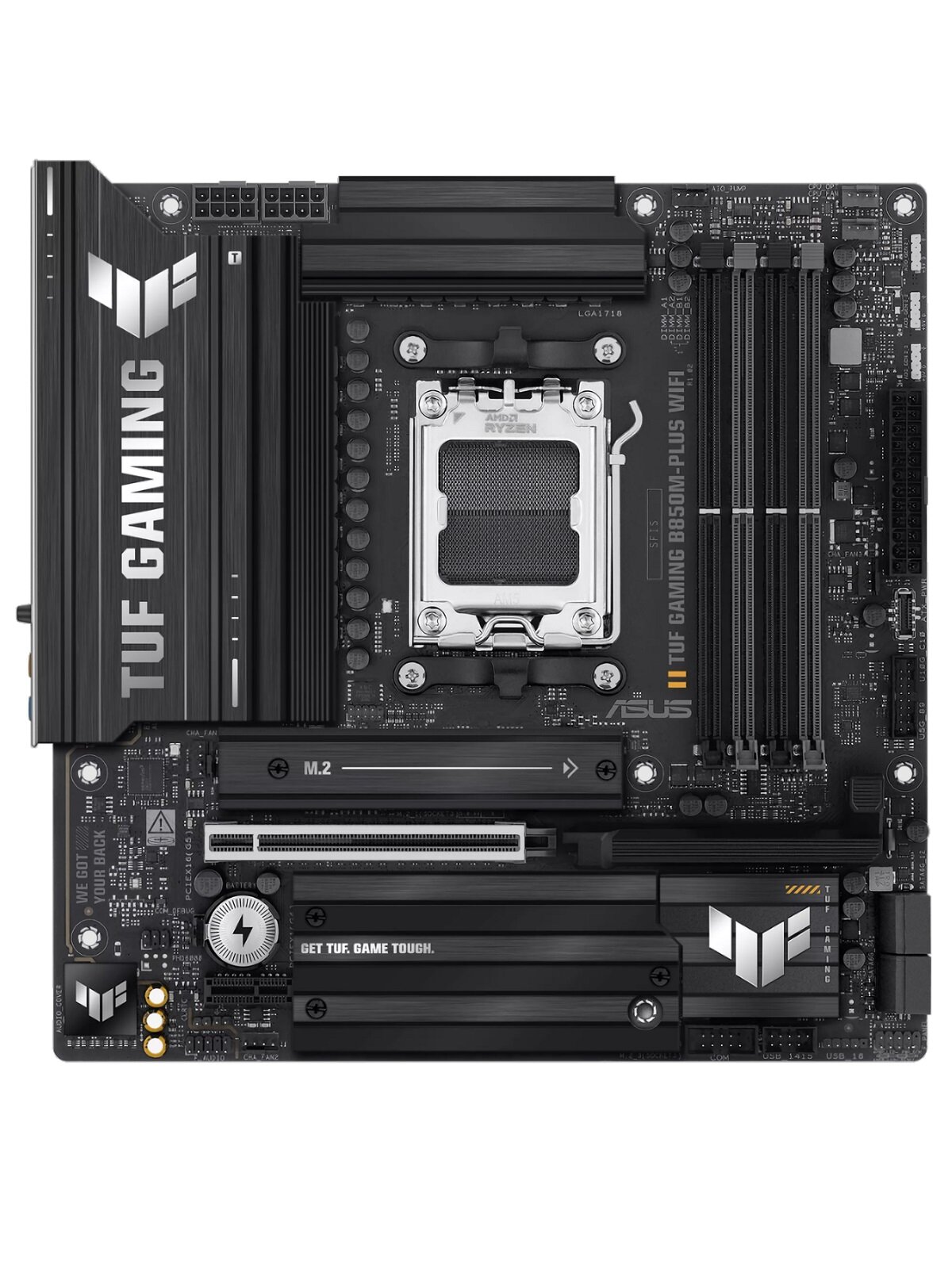 Материнская плата ASUS TUF GAMING B850M-PLUS WIFI (mATX, B850, 4xDDR5, 3xM.2, 2xPCIe, 1хHDMI, 1xDisplayPort)