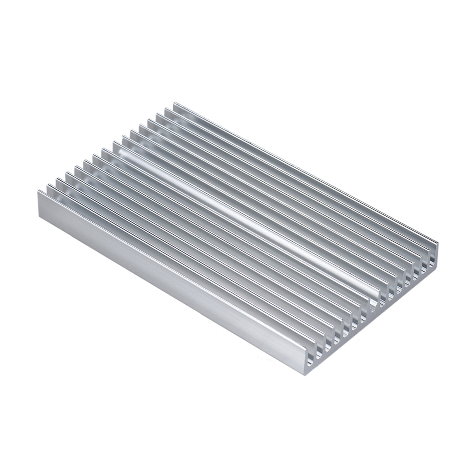 Модуль радиатора из алюминиевого сплава для охлаждения серебристый heatsink с 16 лопастями для высокомощных усилителей транзисторов полупроводниковых устройств, материал алюминиевый сплав, толщина основания 2.2 мм, толщина 1 мм, ширина промежутков