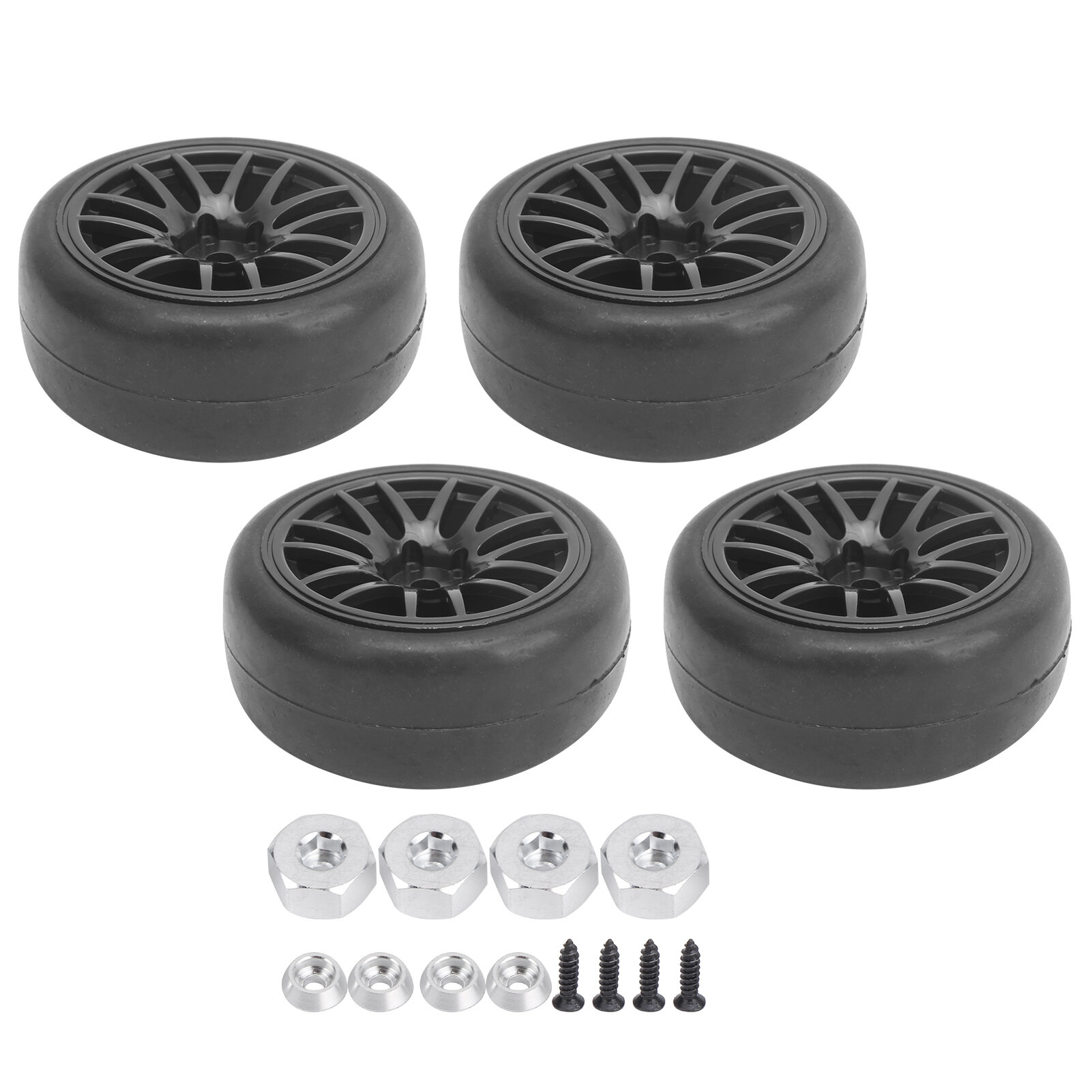 4Pcs RC Rubber Wheels Tire Slicks 65mm Dia Fit for WPL D12 1/10 Remote Control Truck