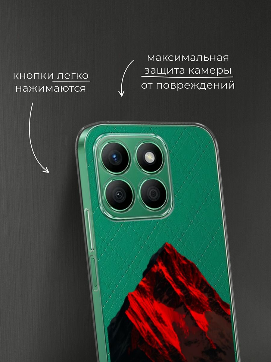 Чехол на Honor X8B / Хонор X8B с принтом Красная гора 2, прозрачный — фото 1