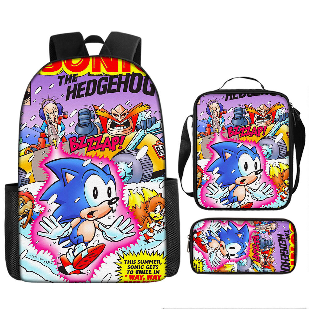 Специальная трансграничная поставка периферийных устройств аниме Sonic для мальчиков и девочек, милых мультяшных принтов, рюкзаков, сумок на плечо, пеналов.