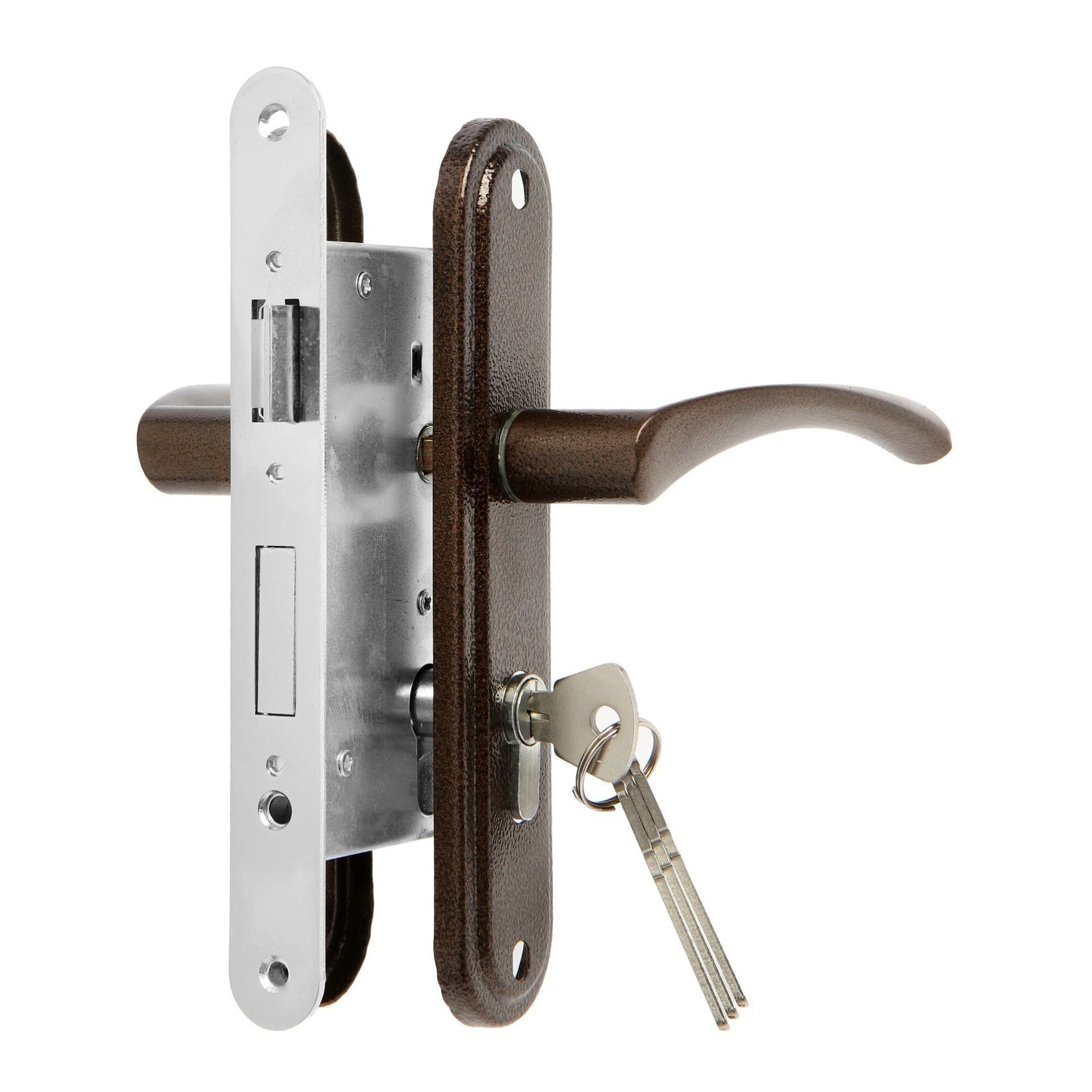 Замок врезной LOCKLAND RD007, с ручкой, 1 шт, цвет коричневый