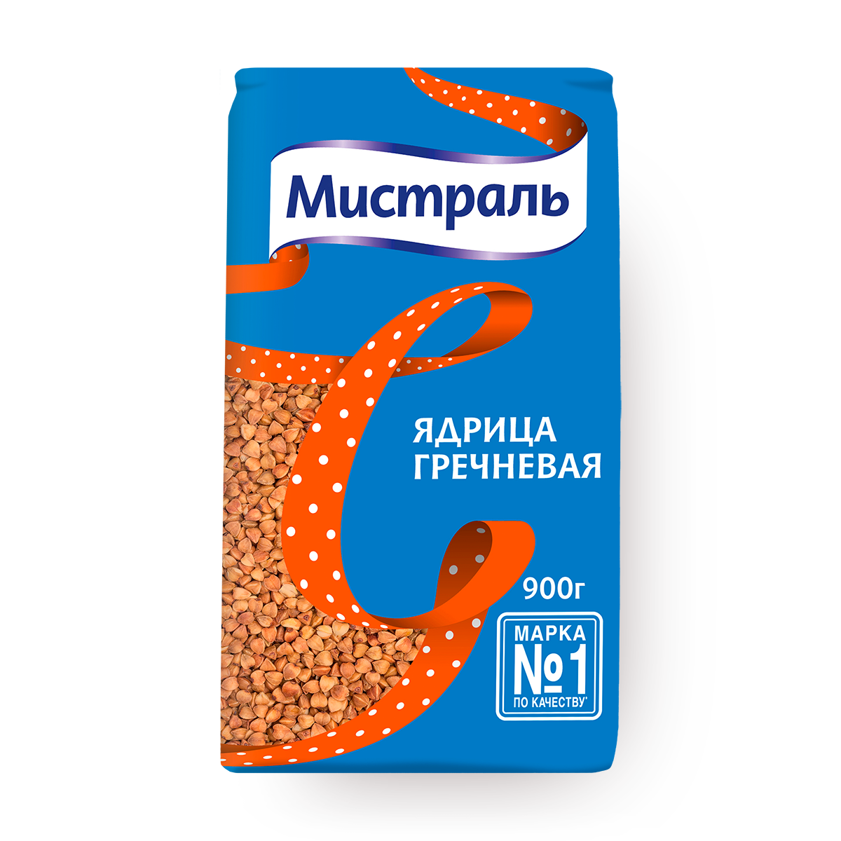 Крупа гречневая Мистраль быстроразваривающаяся, ядрица, без ГМО, пакет, 900 г