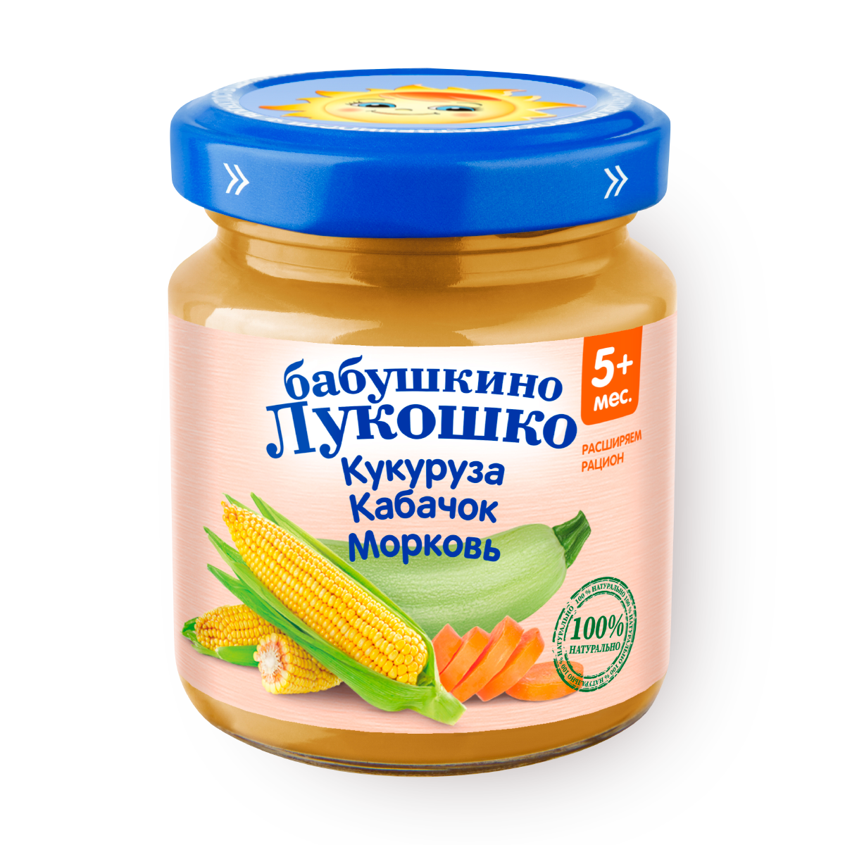 Пюре «Бабушкино лукошко» кукуруза-кабачок-морковь с 5 месяцев