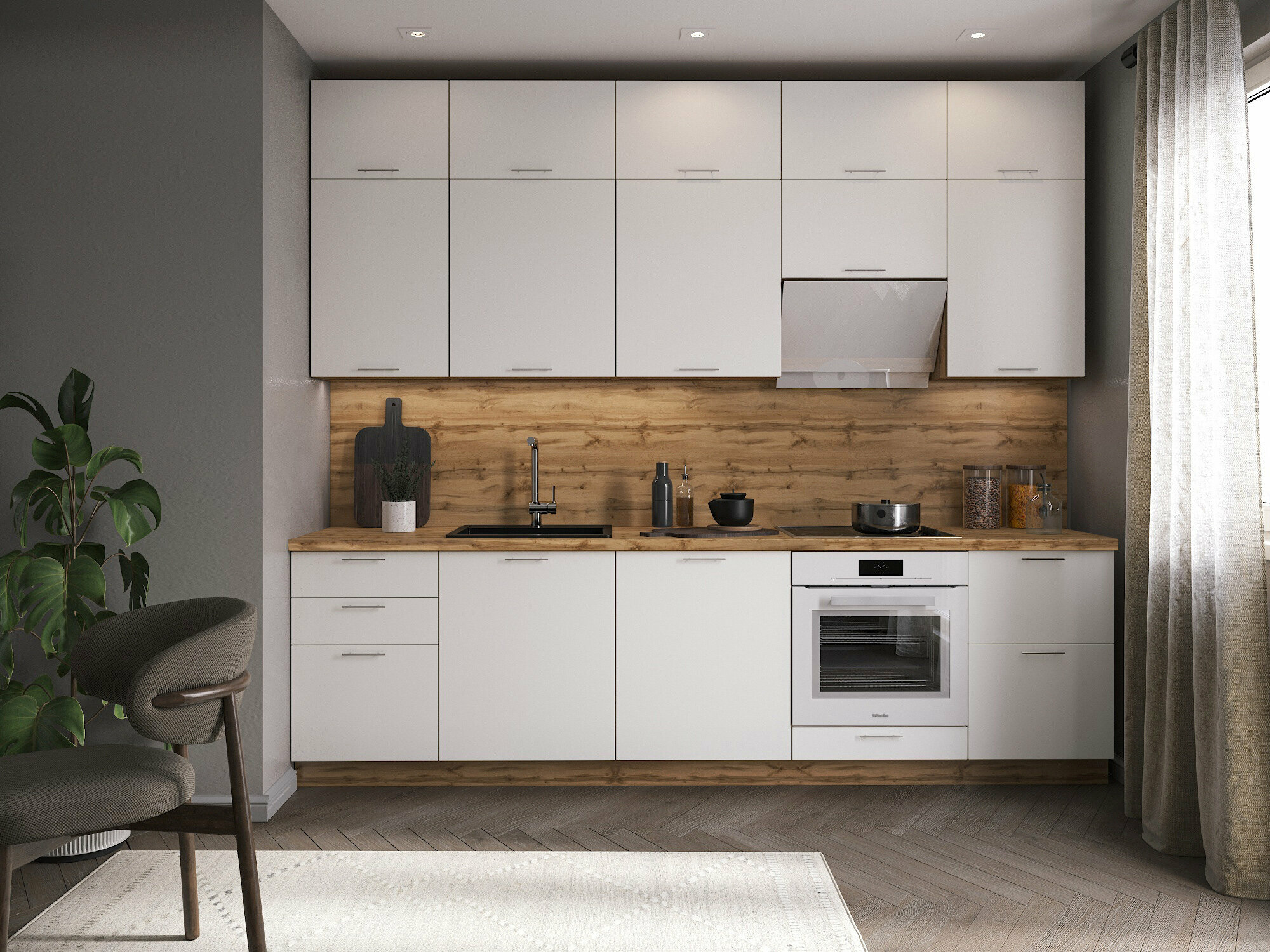 Кухня Валерия-С 2800 Айленд Силк МДФ прямая