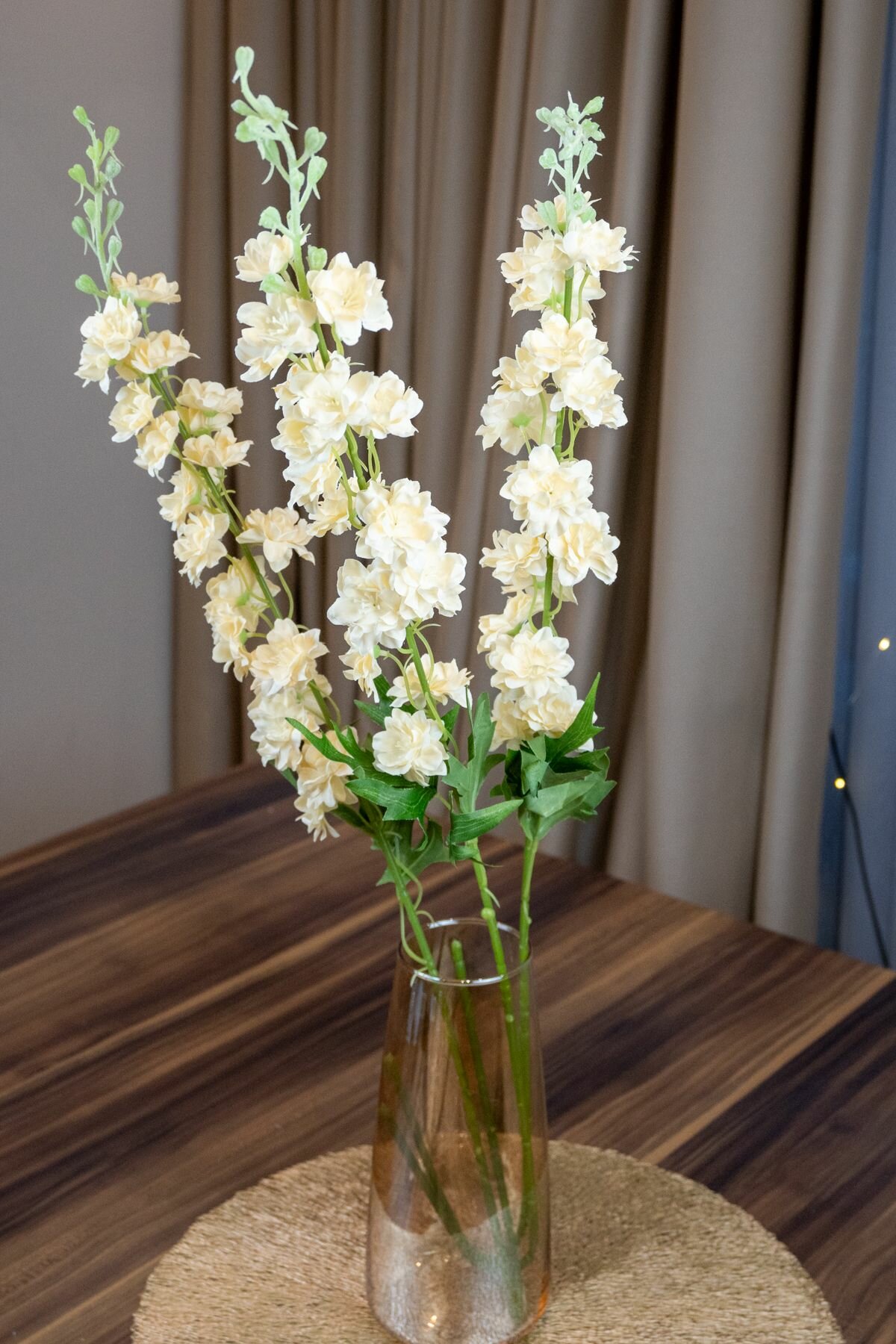 Цветы искусственные для декора флористов премиум Дельфиниум шампань мелкий 3 ветки