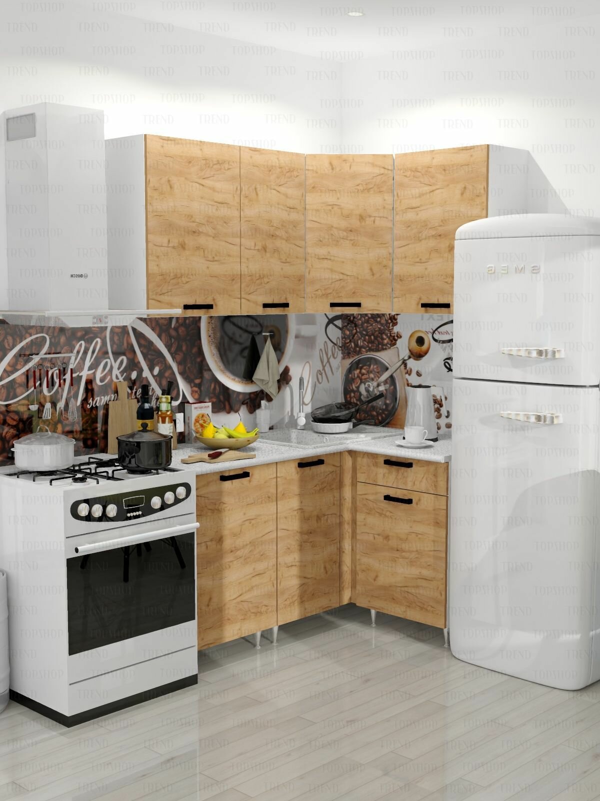 Кухонный гарнитур 150х110 см, Крафт /Антарес