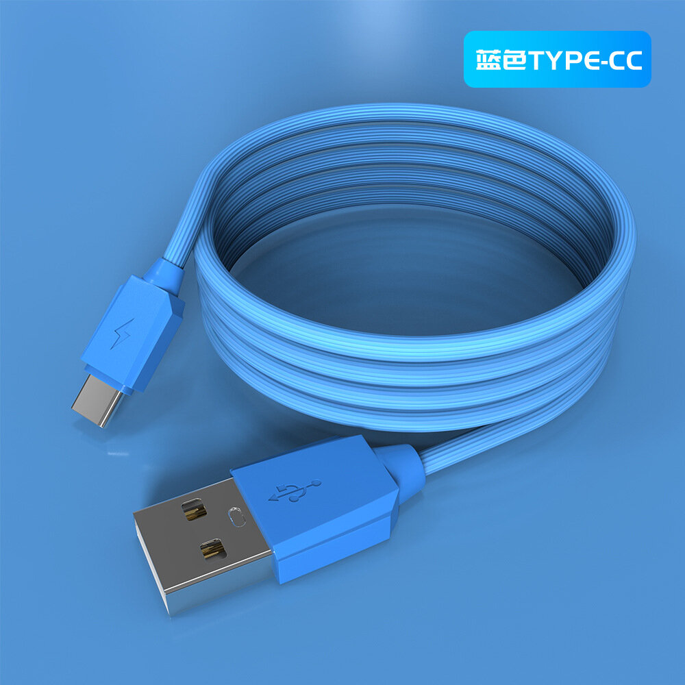 1 метр USB-кабель Type-C с TPE оплеткой, синий цвет