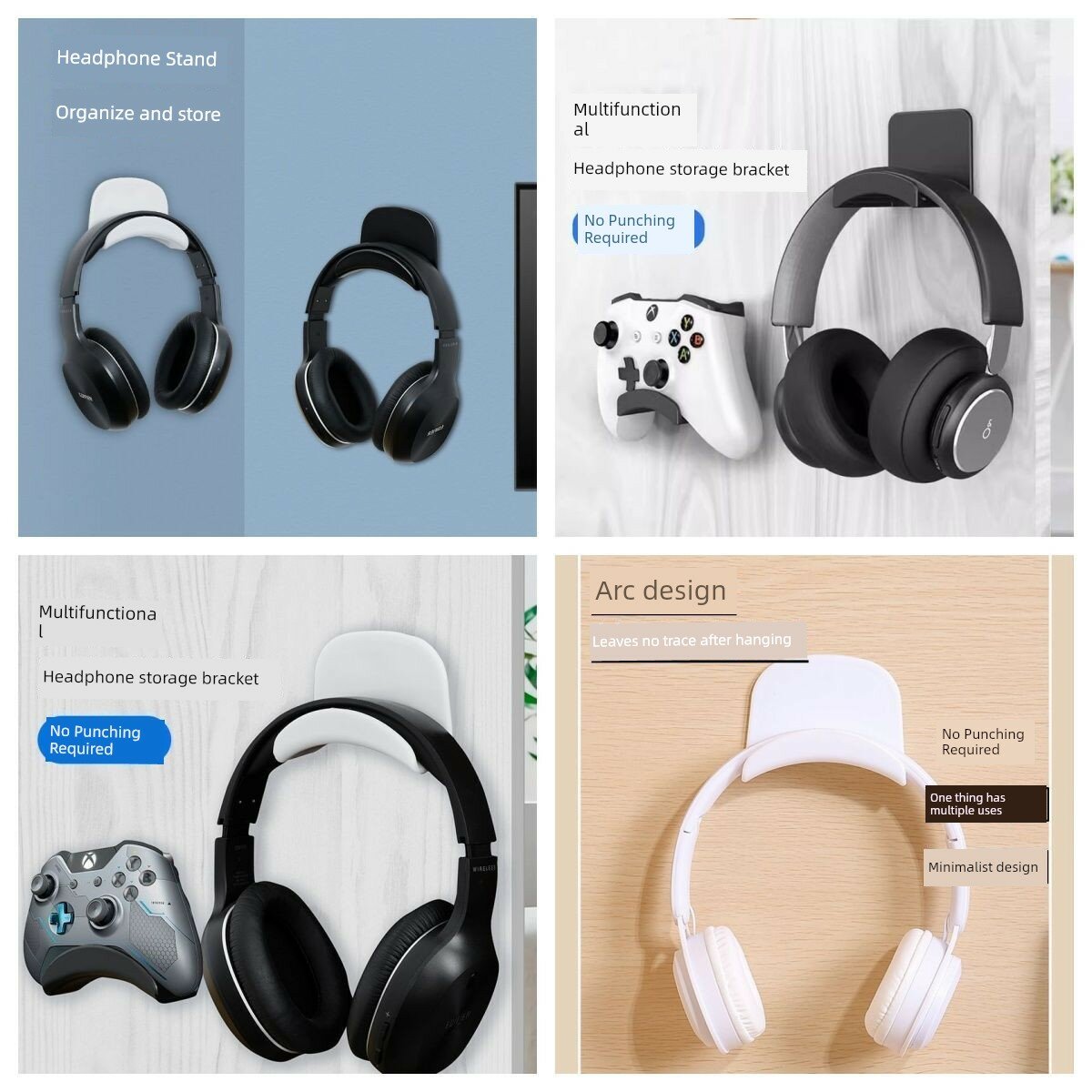 Настенный держатель для наушников без сверления, крепление под стол, подставка для накладных наушников, крючок для