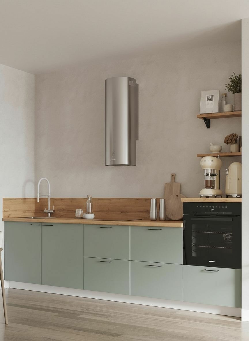 ARNIKA Кухонный гарнитур со столешницей "Дакия" 3м, цвет олива (зеленый), фасад Эмаль