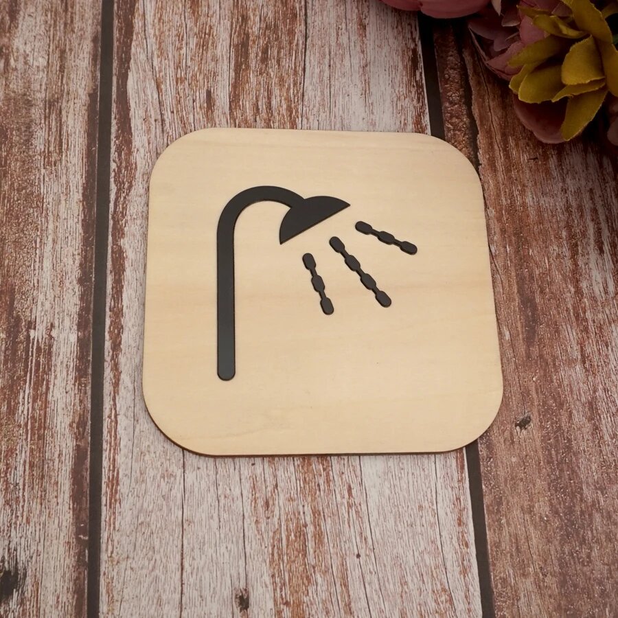 4 мм знак для ванной комнаты, деревянный знак для ванной комнаты, акриловый 3d черный, золотой, серебристый, розовое золото, зеркальная поверхность, наклейка, декор для двери душевой комнаты