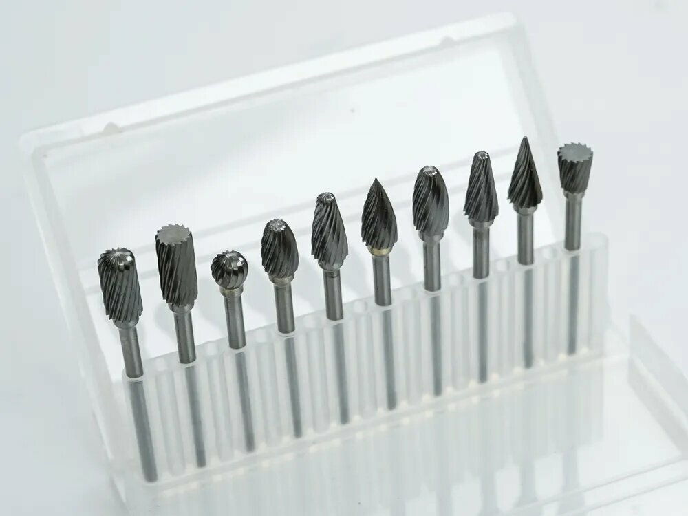 Шарошки по металлу и дереву твердосплавные борфрезы 10 шт из карбида вольфрама хвостовик 3мм.