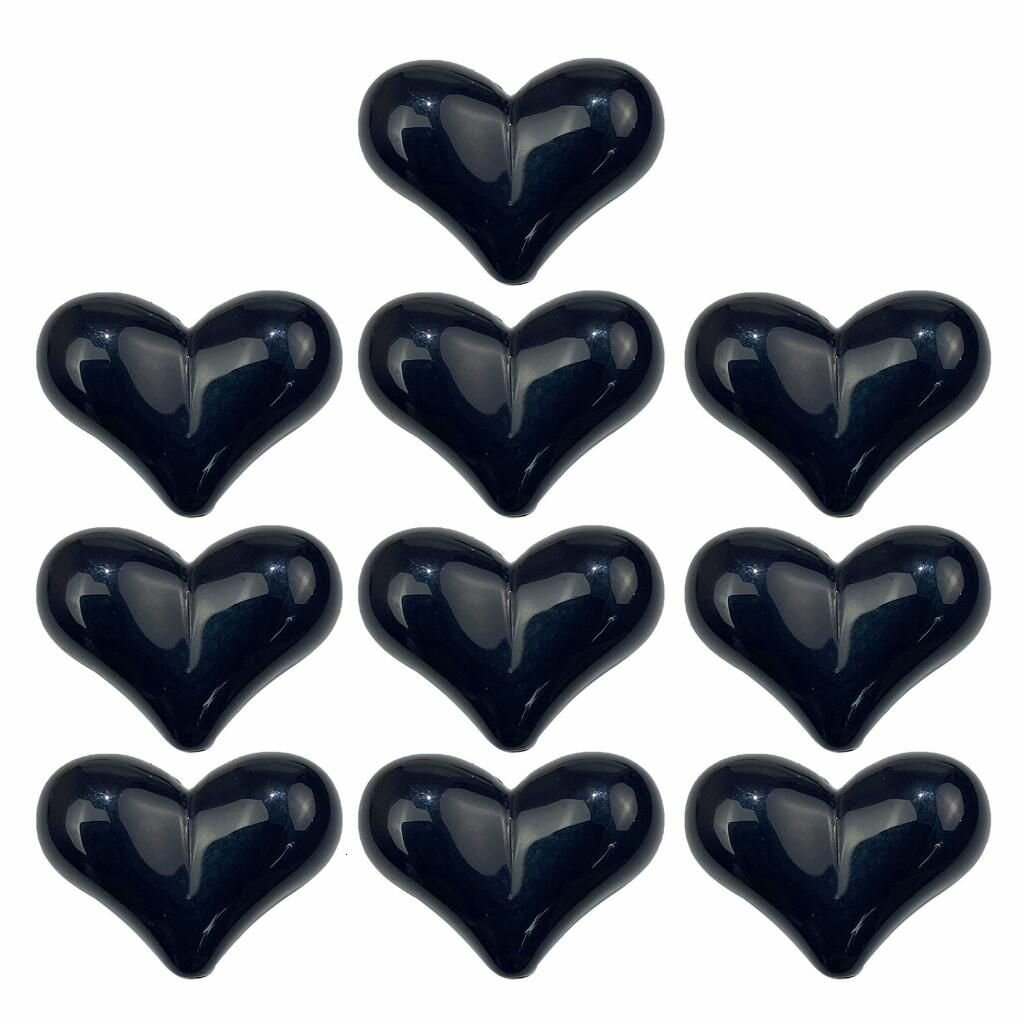 Акриловые бусины-сердечки, Черный