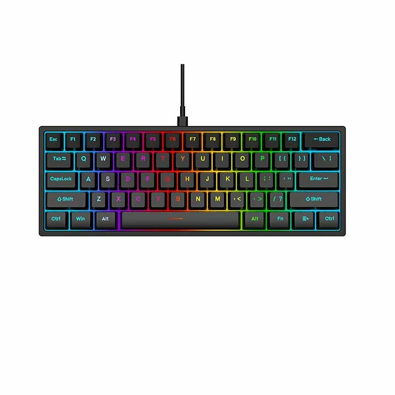Черная механическая клавиатура K61 с RGB подсветкой и синими переключателями