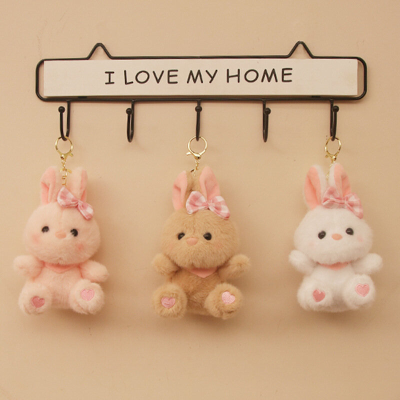 Милый брелок в виде кролика, плюшевая игрушка, кремово-белый брелок для сумки в виде кролика, брелок, кукла.
